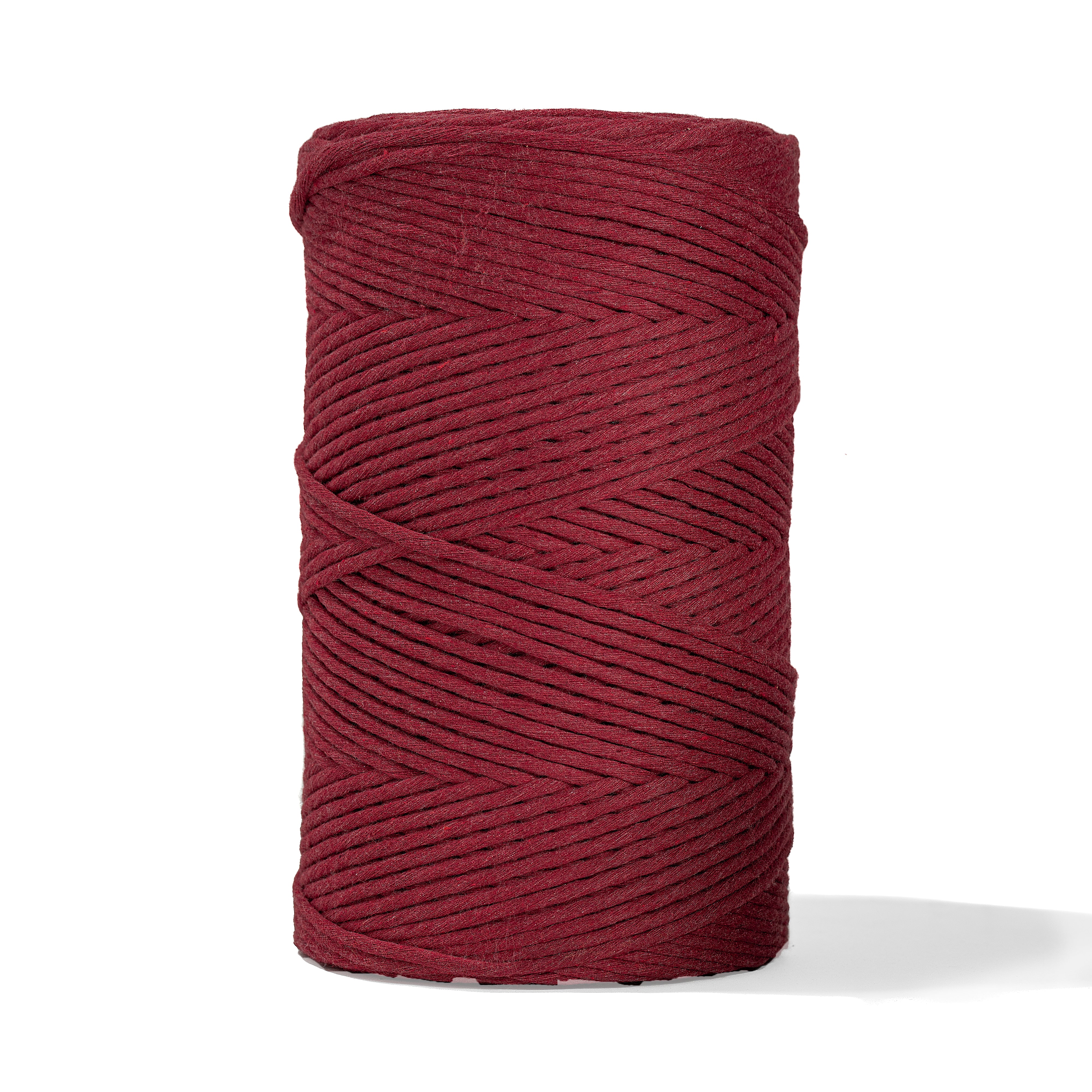 MACRAME SOFT COTTON CORD RECYCLED 4 MM - 1 SINGLE STRAND - BERRY RED ...