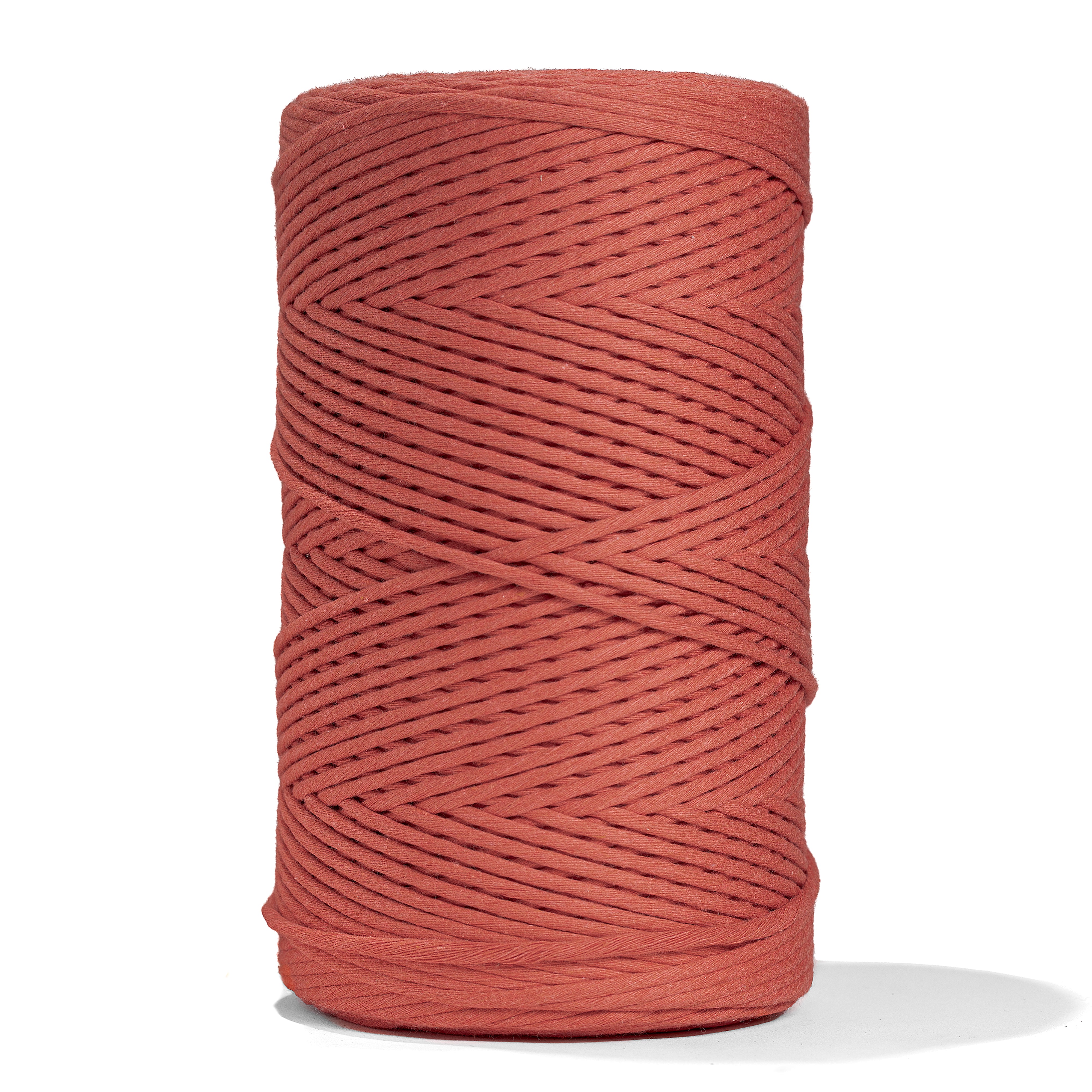 MACRAME SOFT COTTON CORD RECYCLED 4 MM - 1 SINGLE STRAND - BRICK COLOR ...