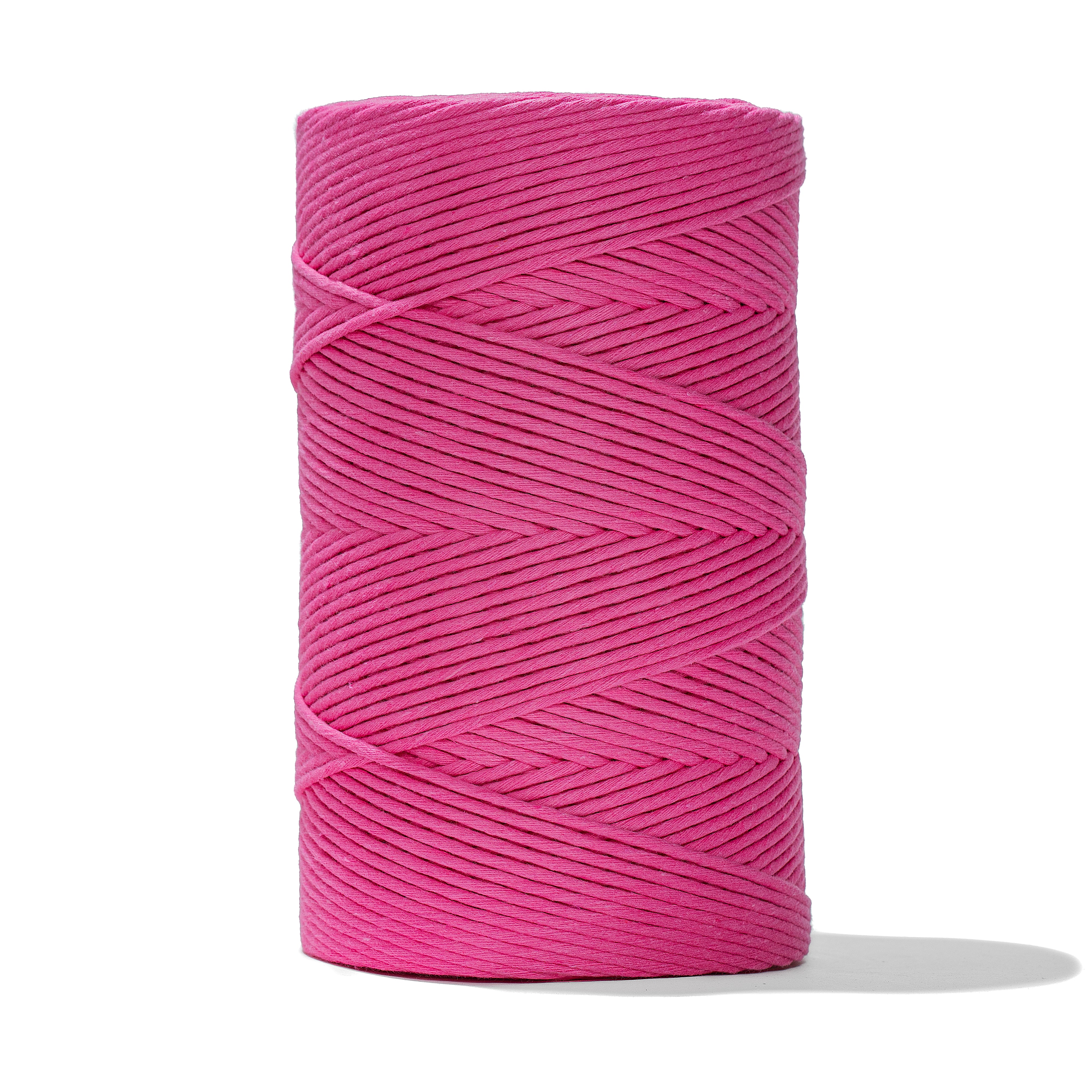 Macrame Soft Cotton Cord Recycled 4mm - 1 Single Strand - Hot Pink ...