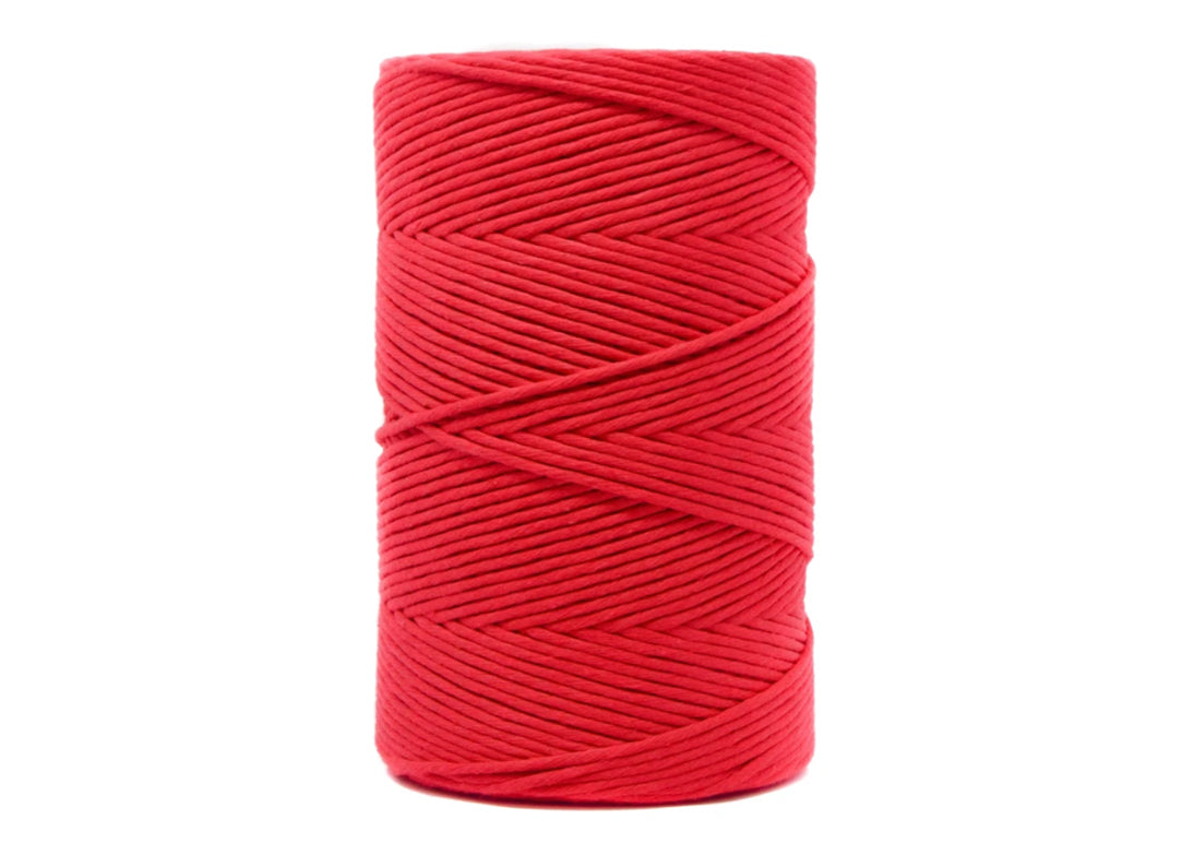 MACRAME SOFT COTTON CORD RECYCLED 4 MM - 1 SINGLE STRAND - RED COLOR ...