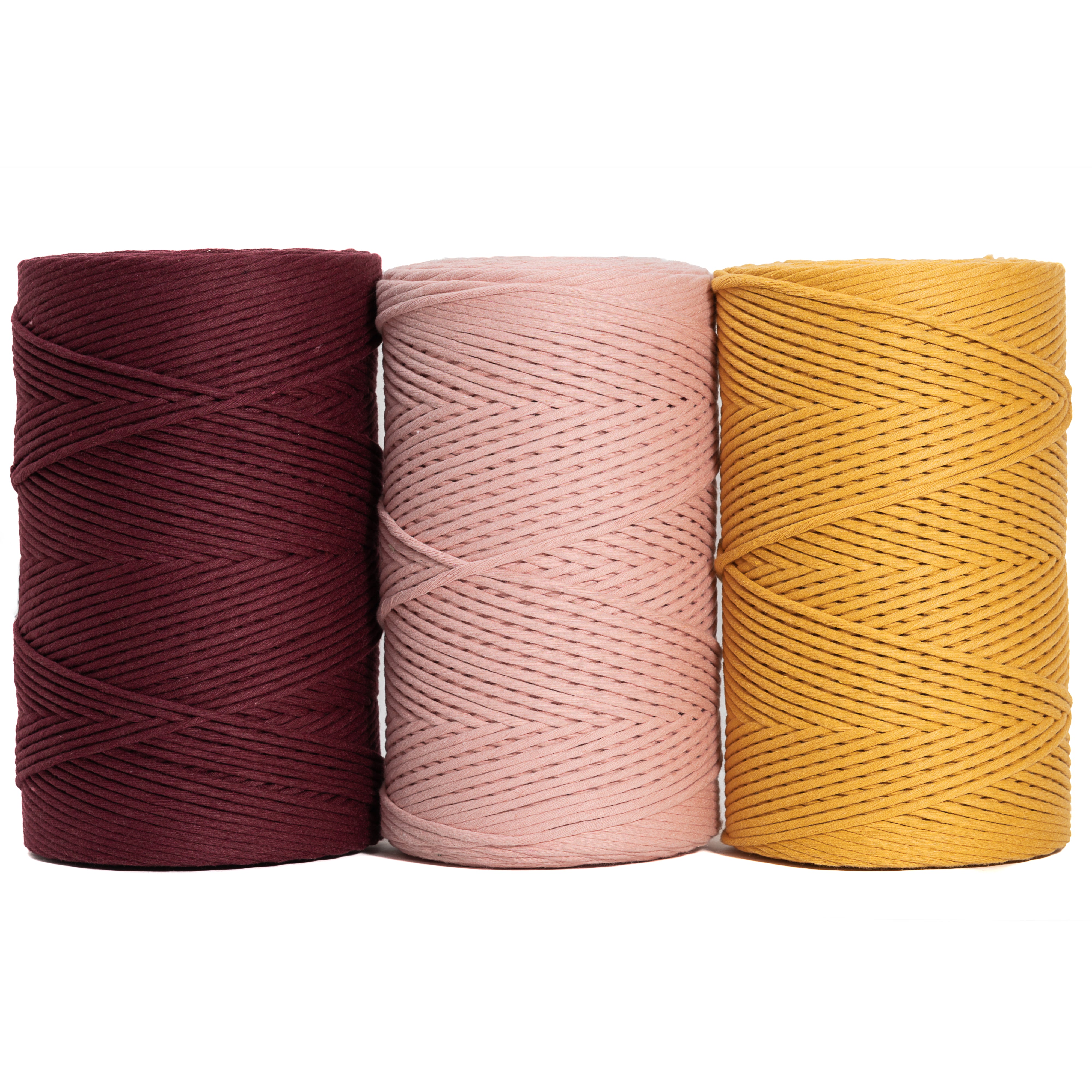 MACRAME CORD CURATED BUNDLE - BURGUNDY, PALE PINK & OCHER – Ganxxet